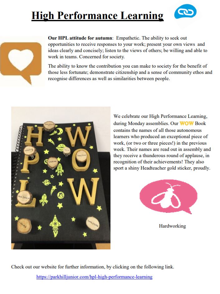 HPL – High Performance Learning – Parkhill Junior School